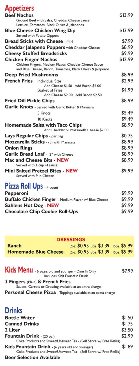 Our Menu | Taste of Buffalo Pizzeria