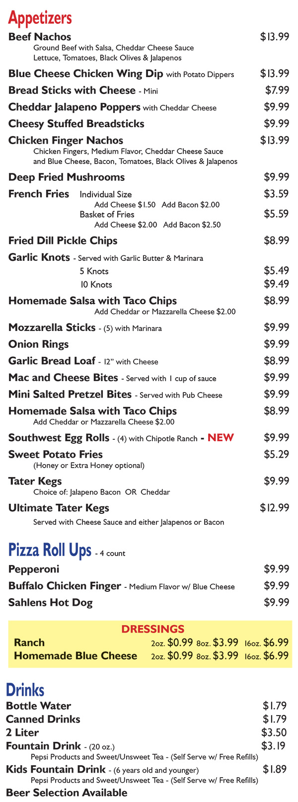 Our Menu - Taste of Buffalo Pizzeria