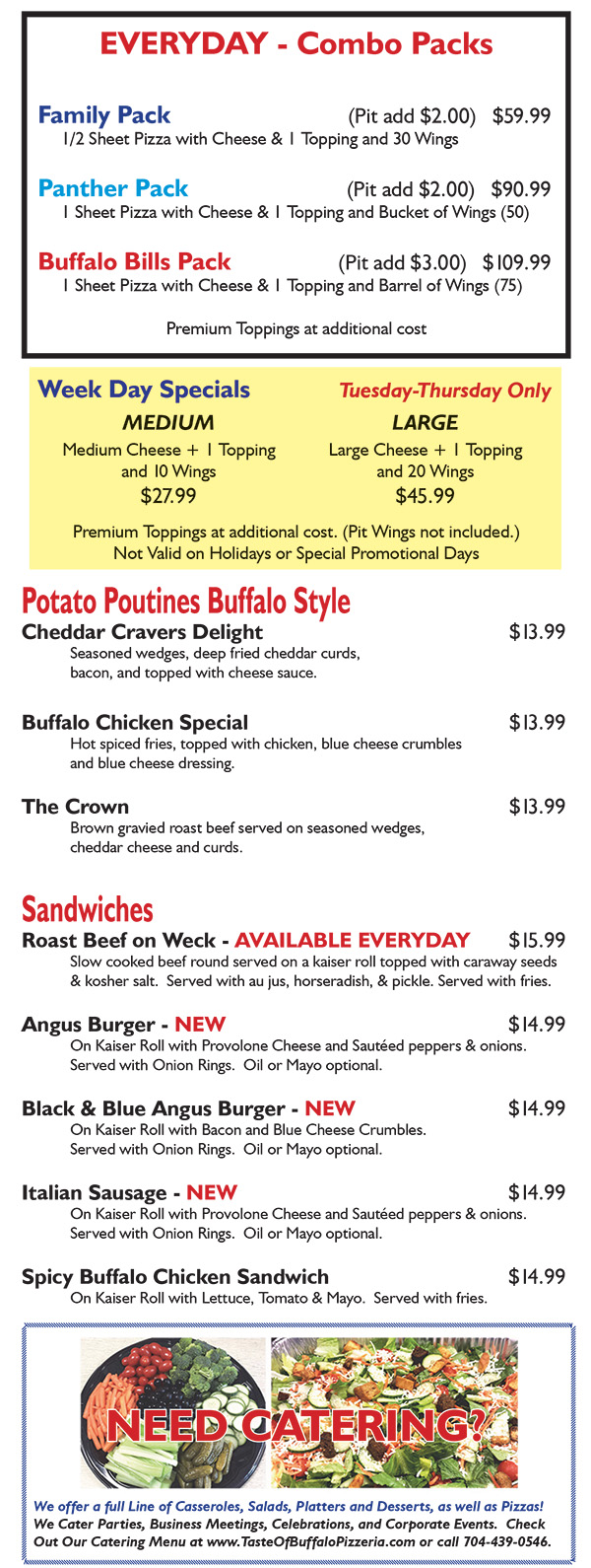 Our Menu - Taste of Buffalo Pizzeria