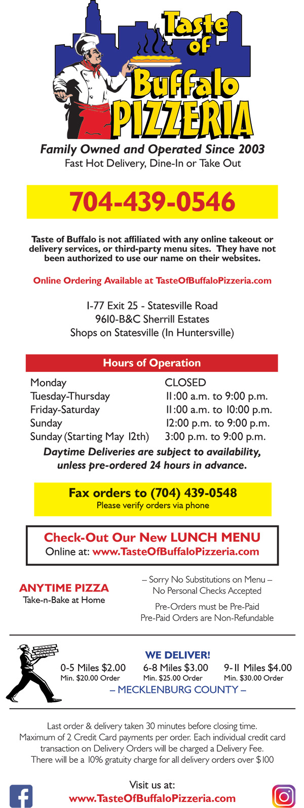 Our Menu - Taste of Buffalo Pizzeria