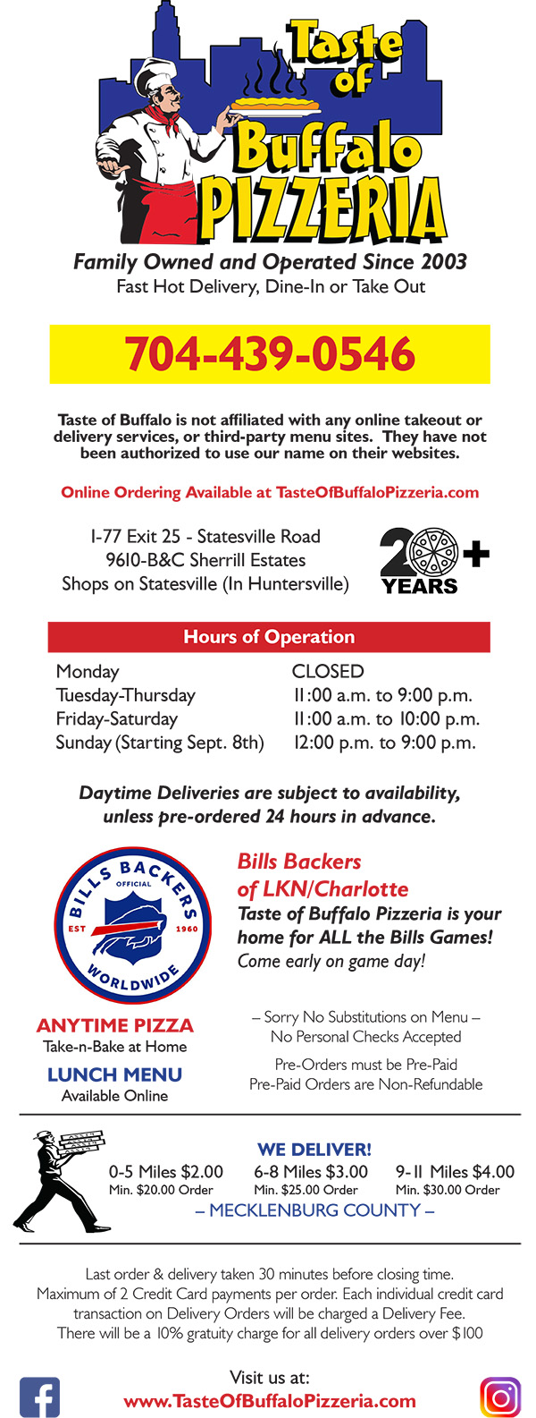 Our Menu - Taste of Buffalo Pizzeria