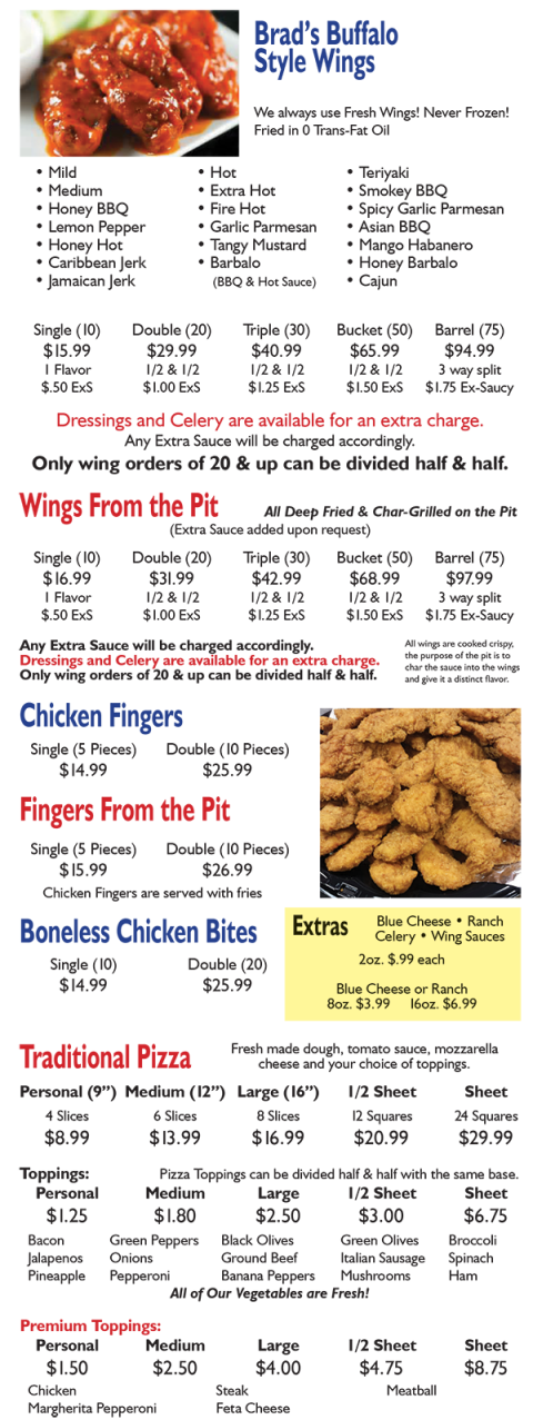 Our Menu - Taste of Buffalo Pizzeria